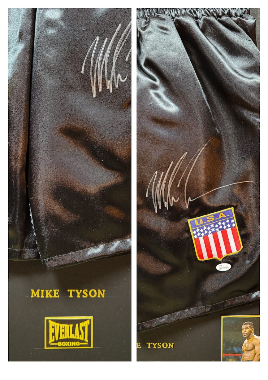 Short Mike Tyson dédicacé encadré et certifié 90x60cm – Objet unique à ...